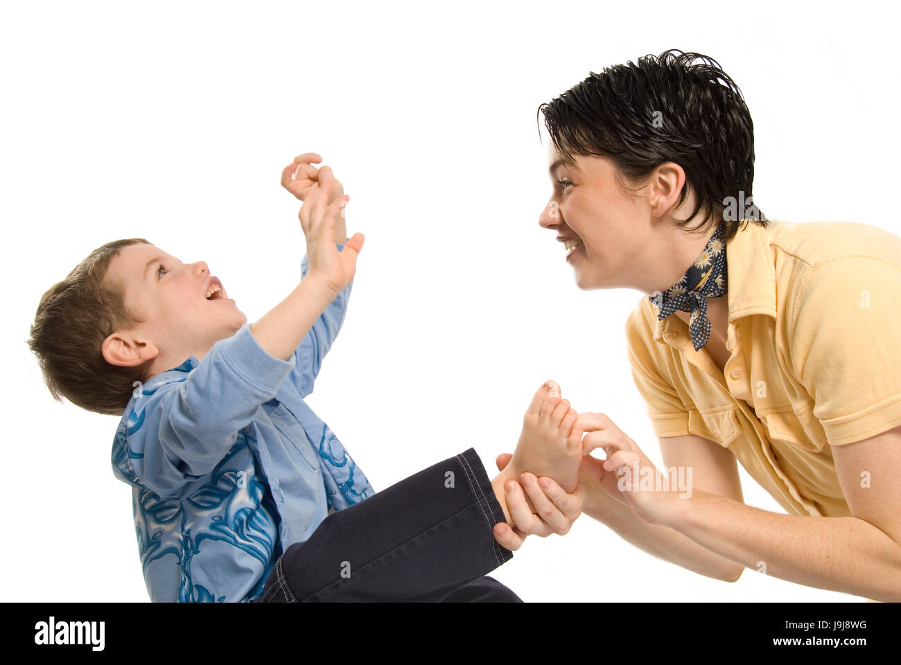 Kid boy feet tickle hi-res stock photography and images - Alamy