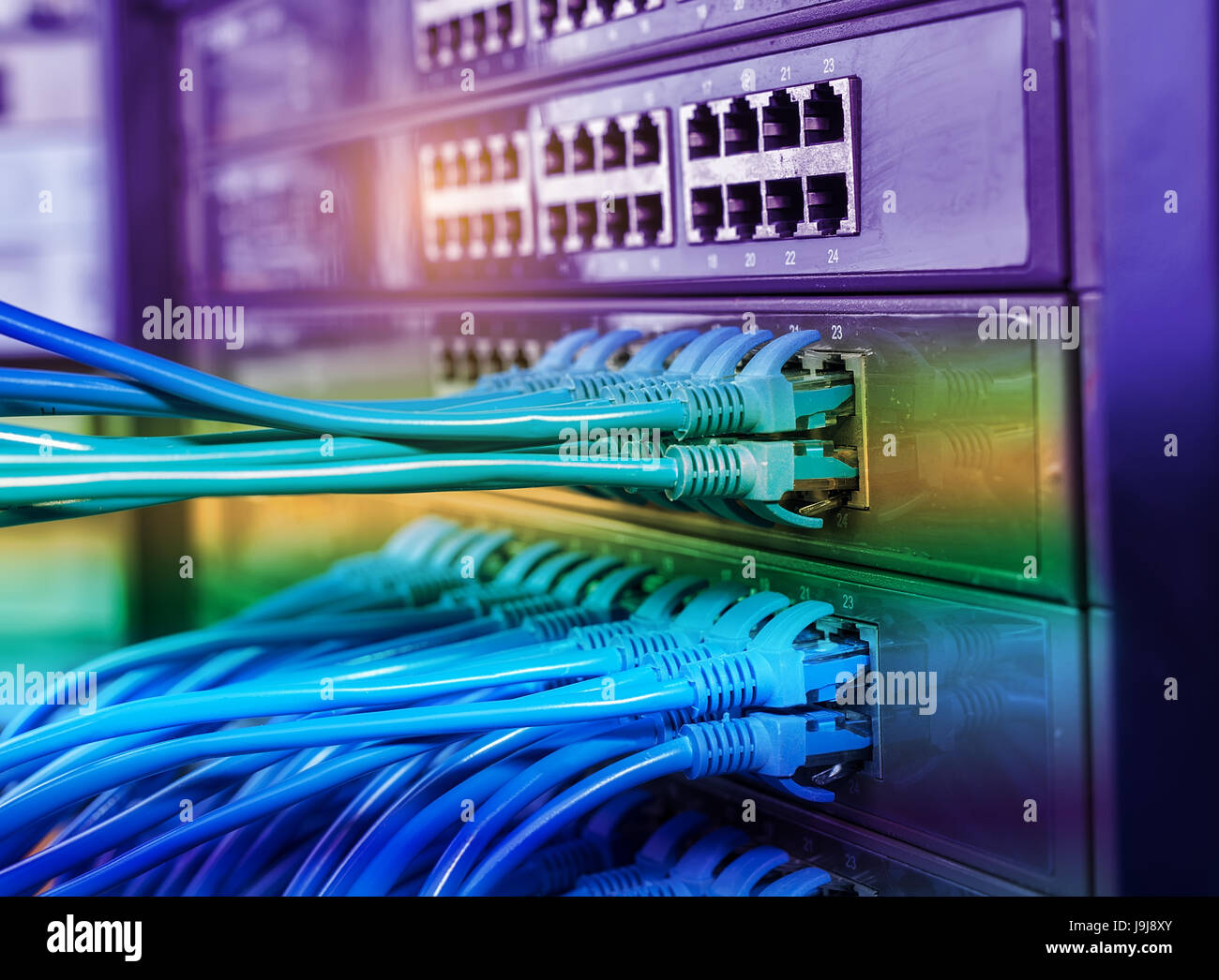 network cables connected to a switch Stock Photo - Alamy
