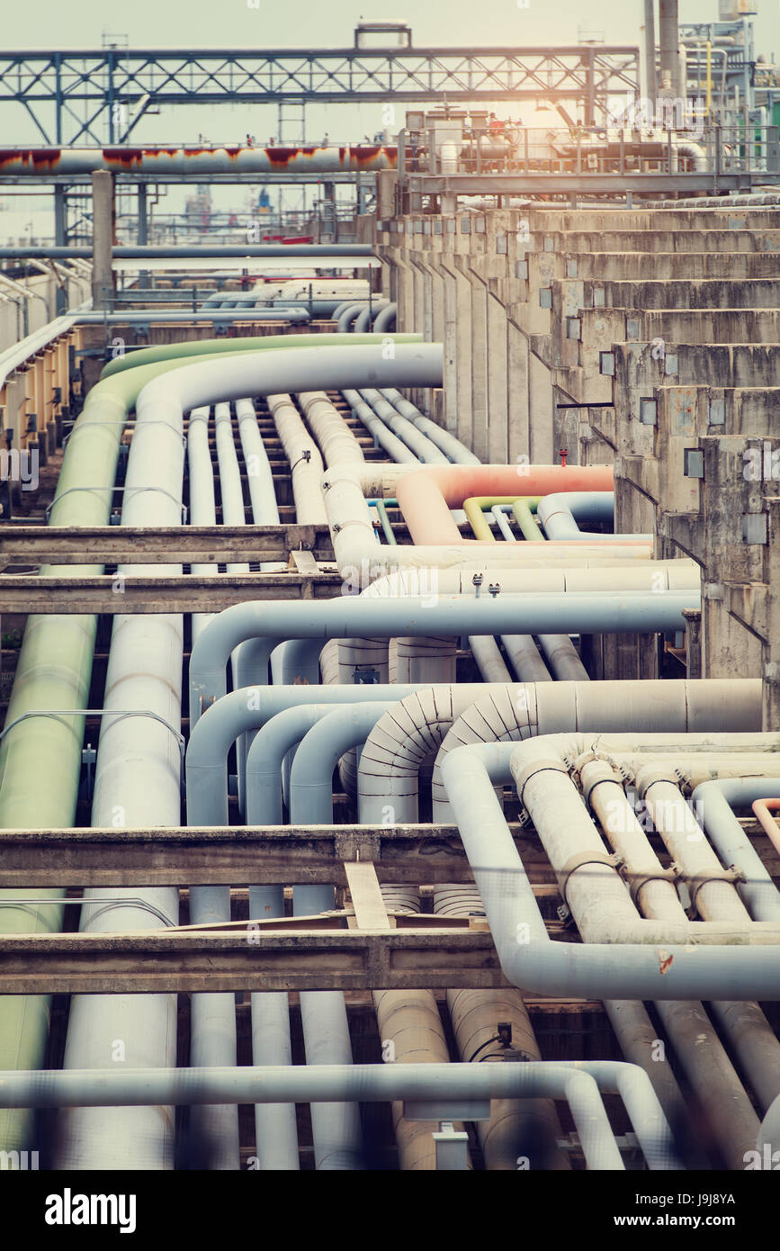 gas processing factory. landscape with gas and oil industry Stock Photo ...