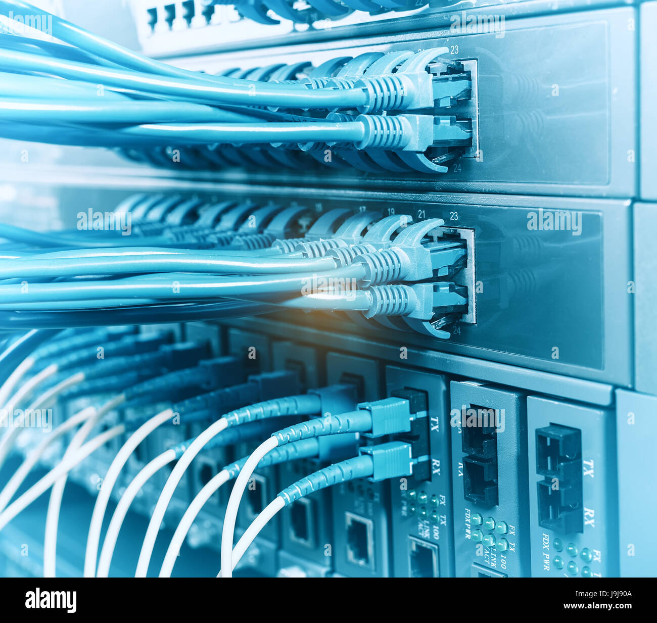 network cables connected to a switch Stock Photo - Alamy