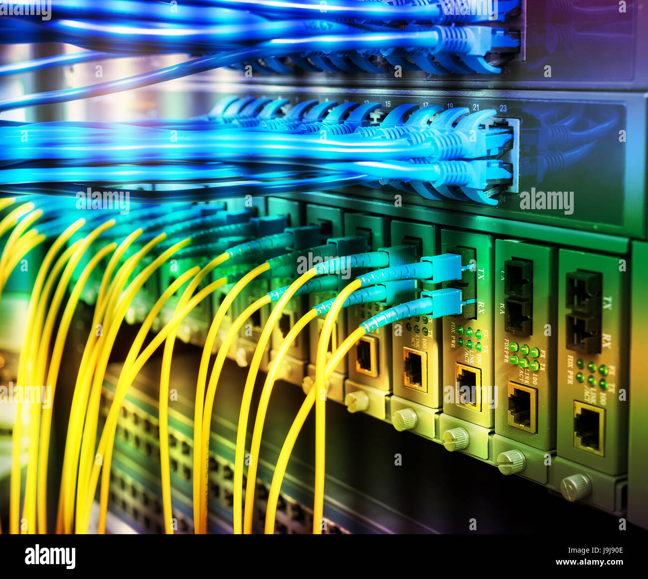 optical fibre information technology equipment in data center Stock ...