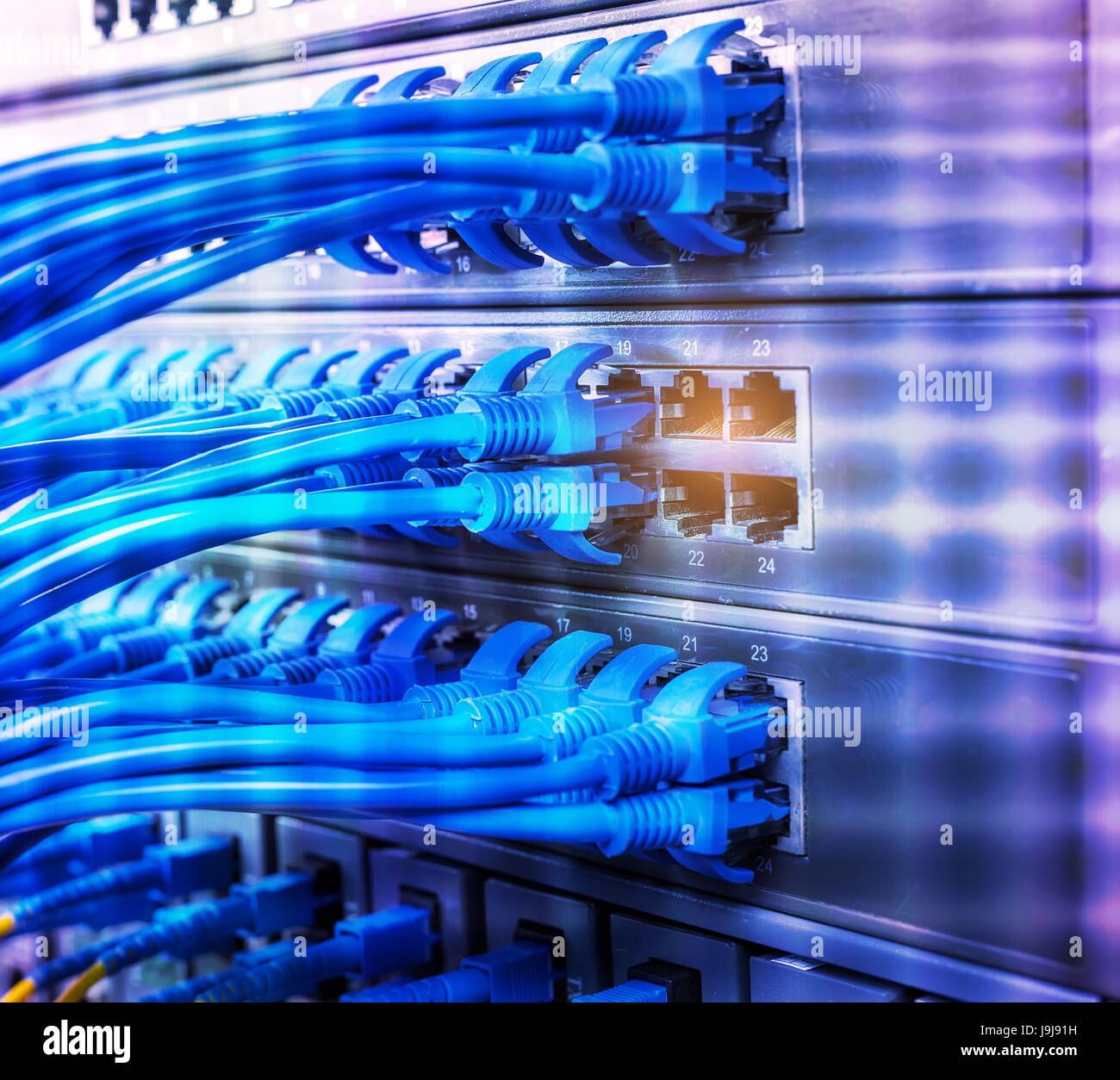 network cables connected to a switch Stock Photo - Alamy