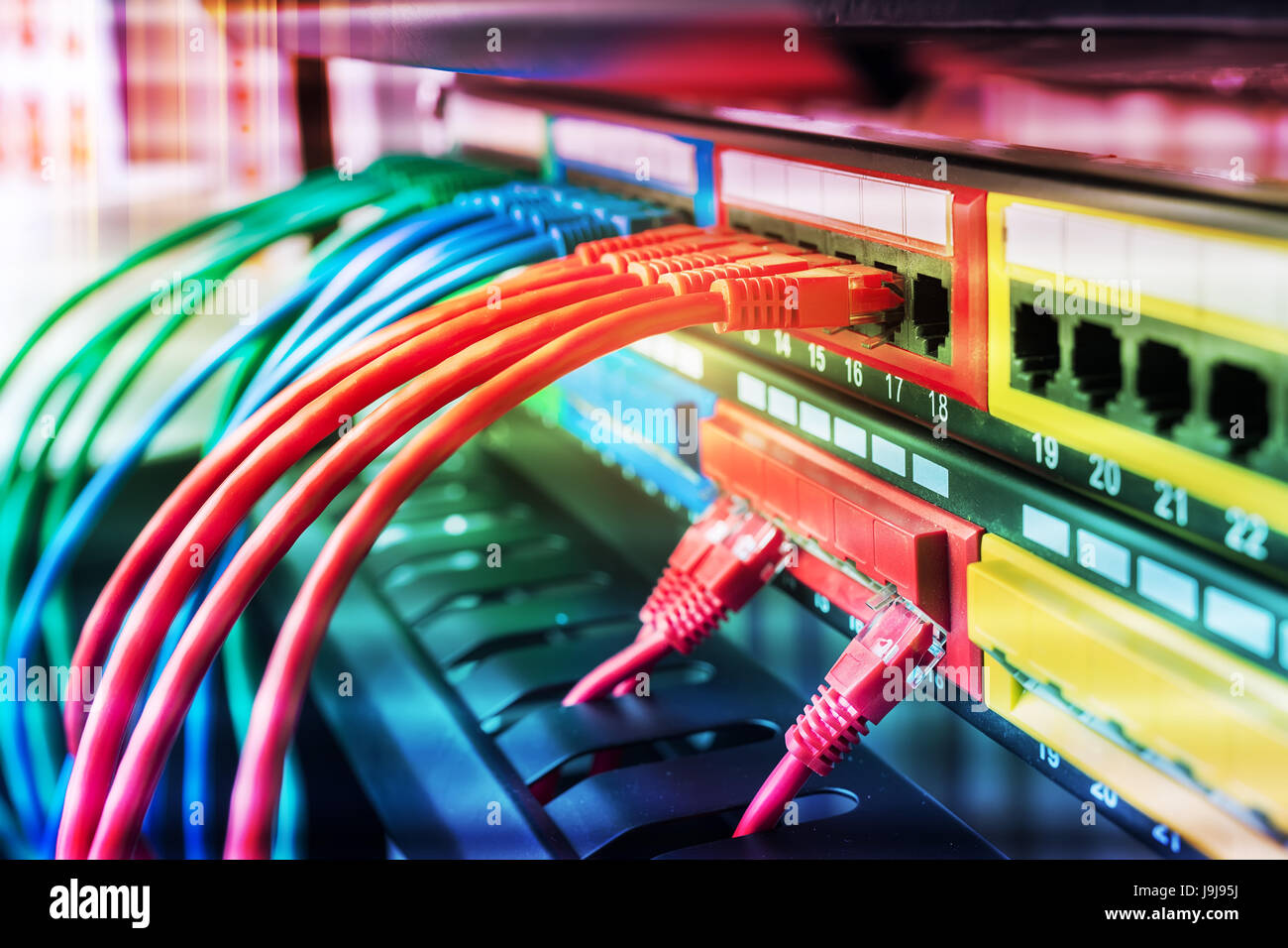 network cables connected to a switch Stock Photo - Alamy