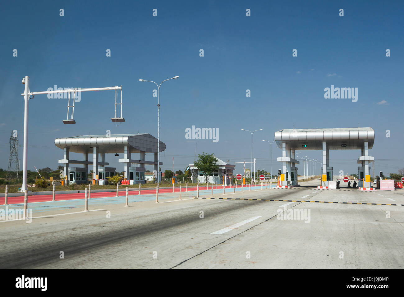 Myanmar, Mandalay Province, Toll booth at the new expresway Stock Photo ...