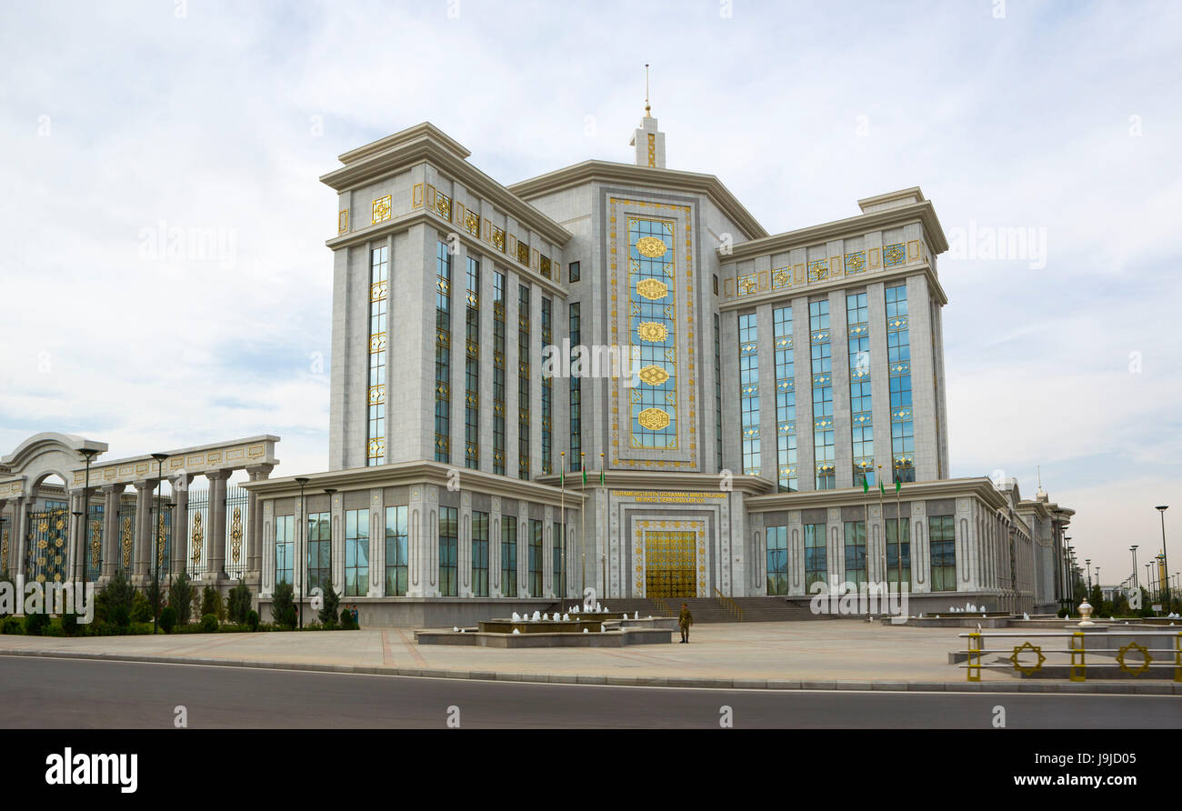 Turkmenistan, Ashgabat City, Down Town Ministerial Building Stock Photo ...