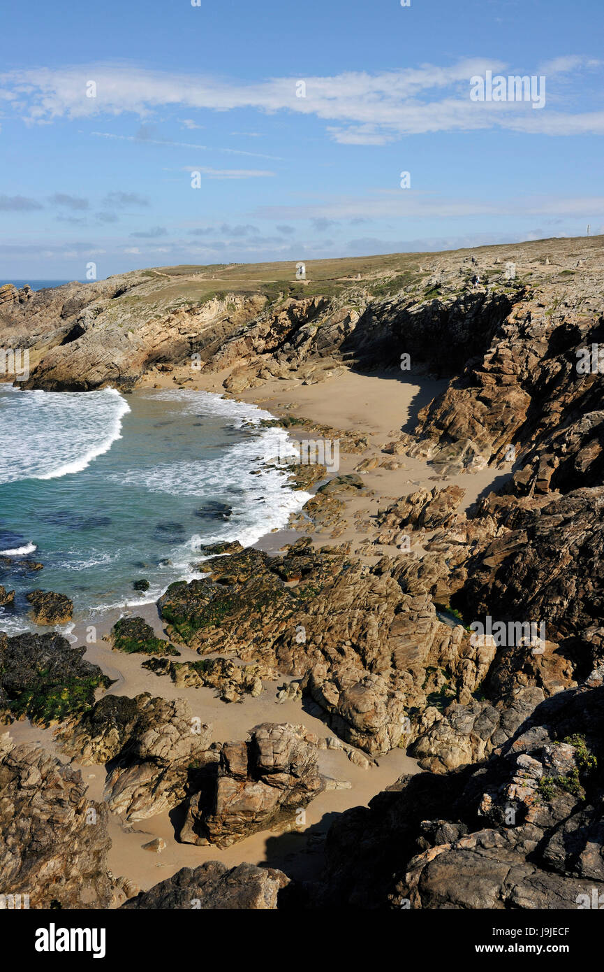 France, Morbihan, Cote sauvage (Wild Coast), Presqu' ile de Quiberon ...