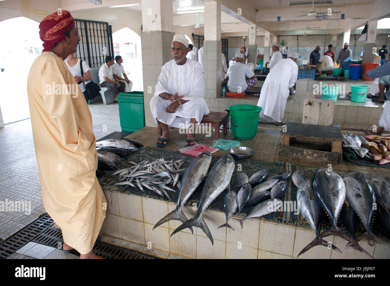 Sultanate of Oman, Muscat, Muttrah corniche, fish market Stock Photo ...