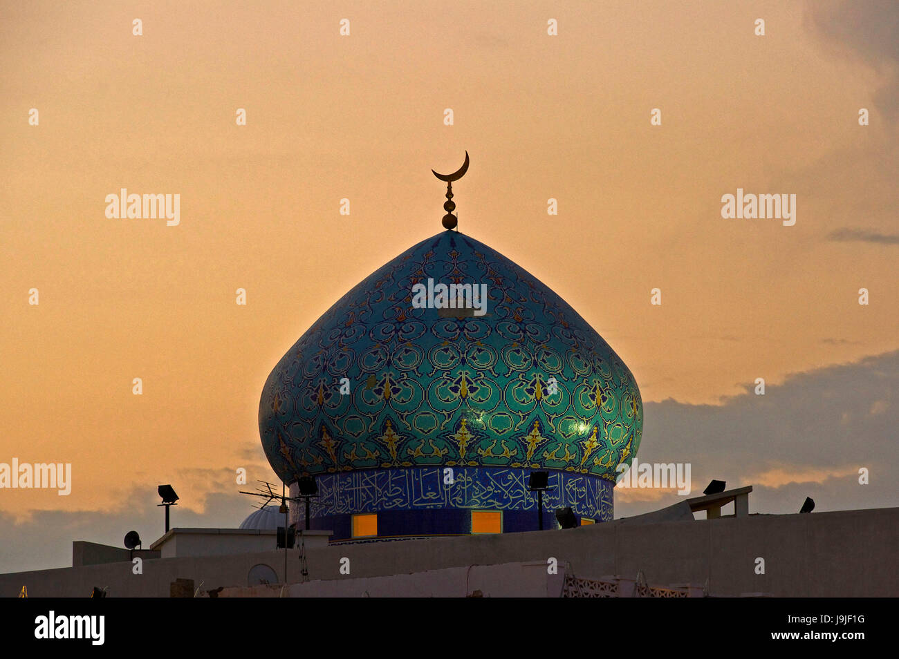 Sultanate of Oman, Muscat, Muttrah corniche, persian style mosque Stock ...