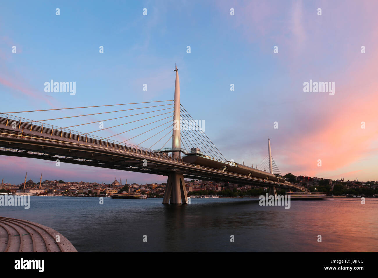 Golden Horn Metro Bridge in Istanbul City, Turkey Stock Photo - Alamy