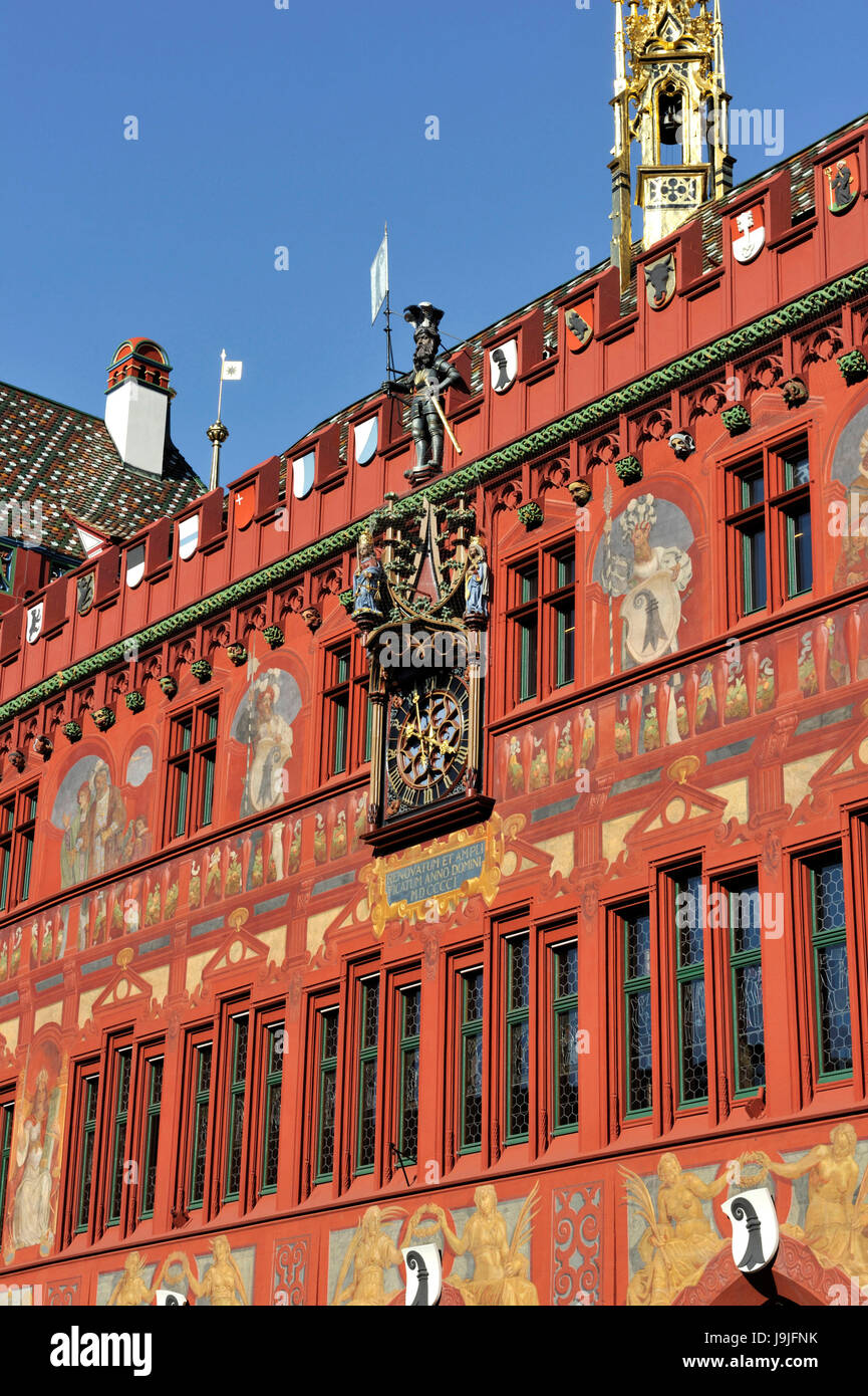 Switzerland, Basel, Marktplatz (Market square), City hall (Rathaus ...