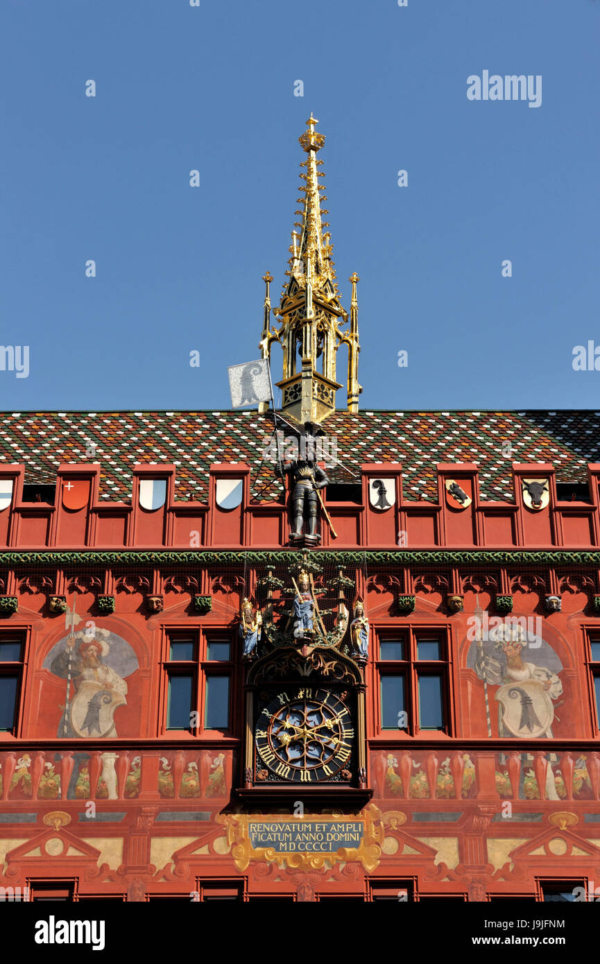 Switzerland, Basel, Marktplatz (Market square), City hall (Rathaus ...
