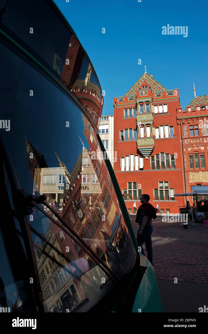 Switzerland, Basel, Marktplatz (Market square), City hall (Rathaus ...
