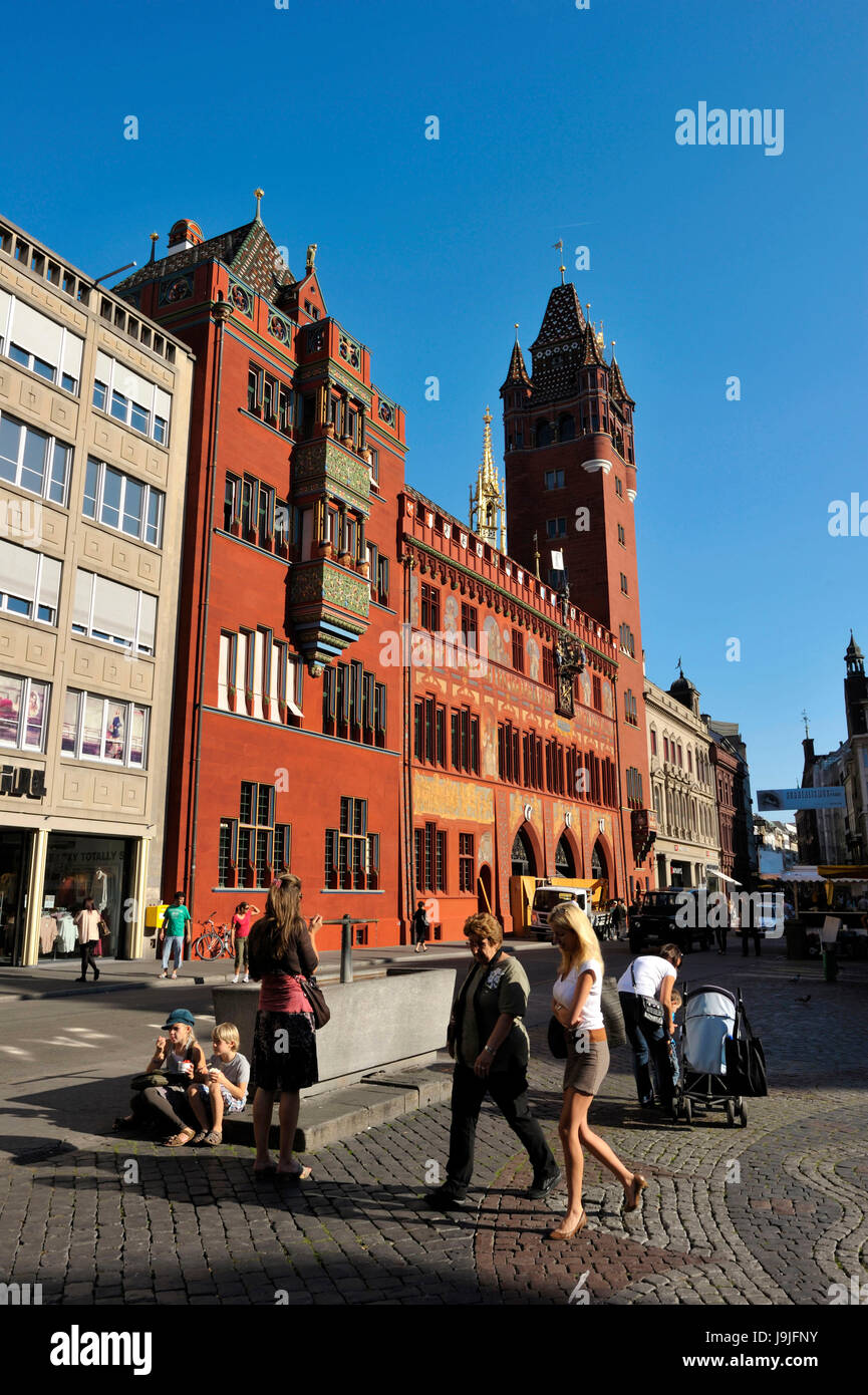 Switzerland, Basel, Marktplatz (Market square), City hall (Rathaus ...