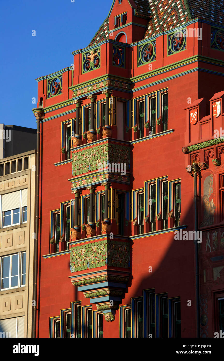 Switzerland, Basel, Marktplatz (Market square), City hall (Rathaus ...