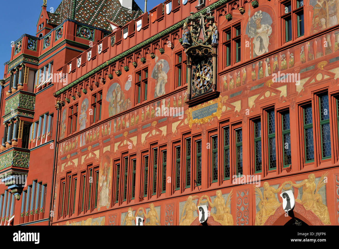 Switzerland, Basel, Marktplatz (Market square), City hall (Rathaus ...