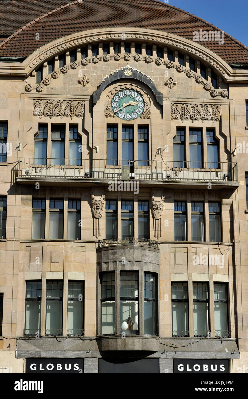 Switzerland, Basel, Marktplatz (Market square), Globus building Stock ...