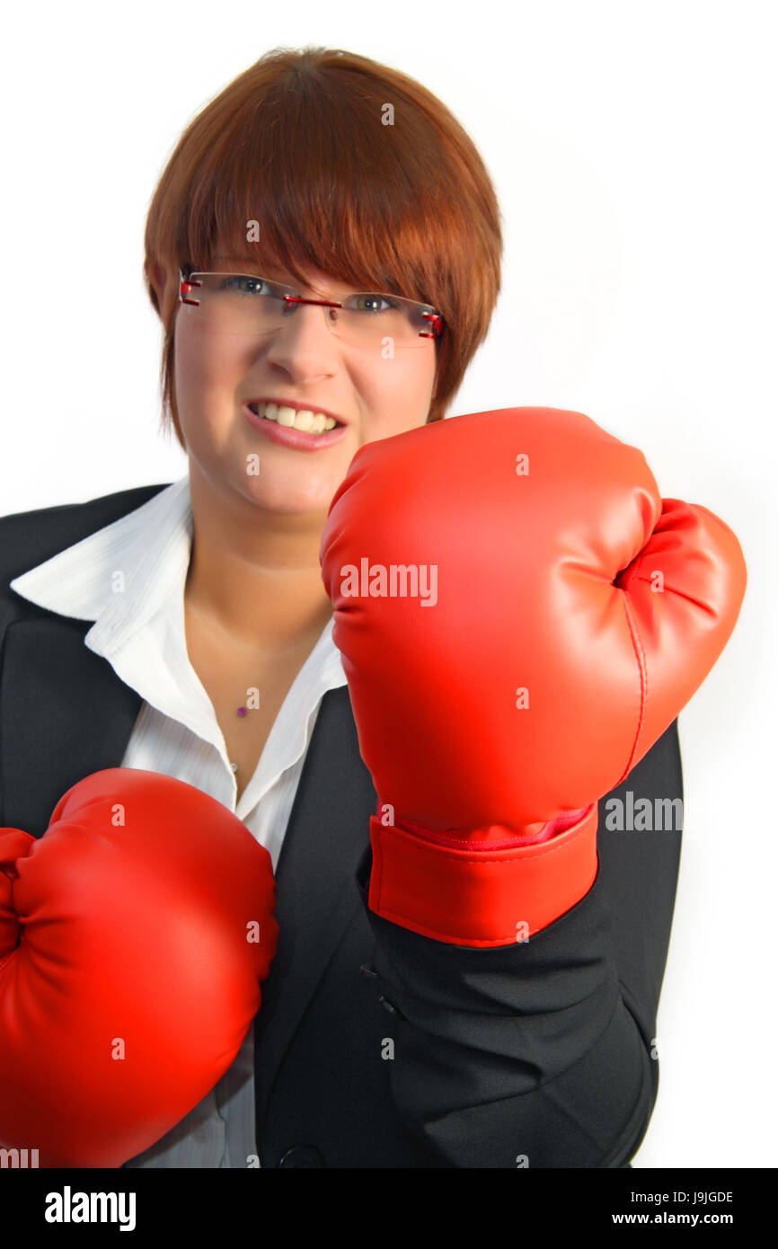 Businesswoman ready to knock out some competitors Stock Photo - Alamy