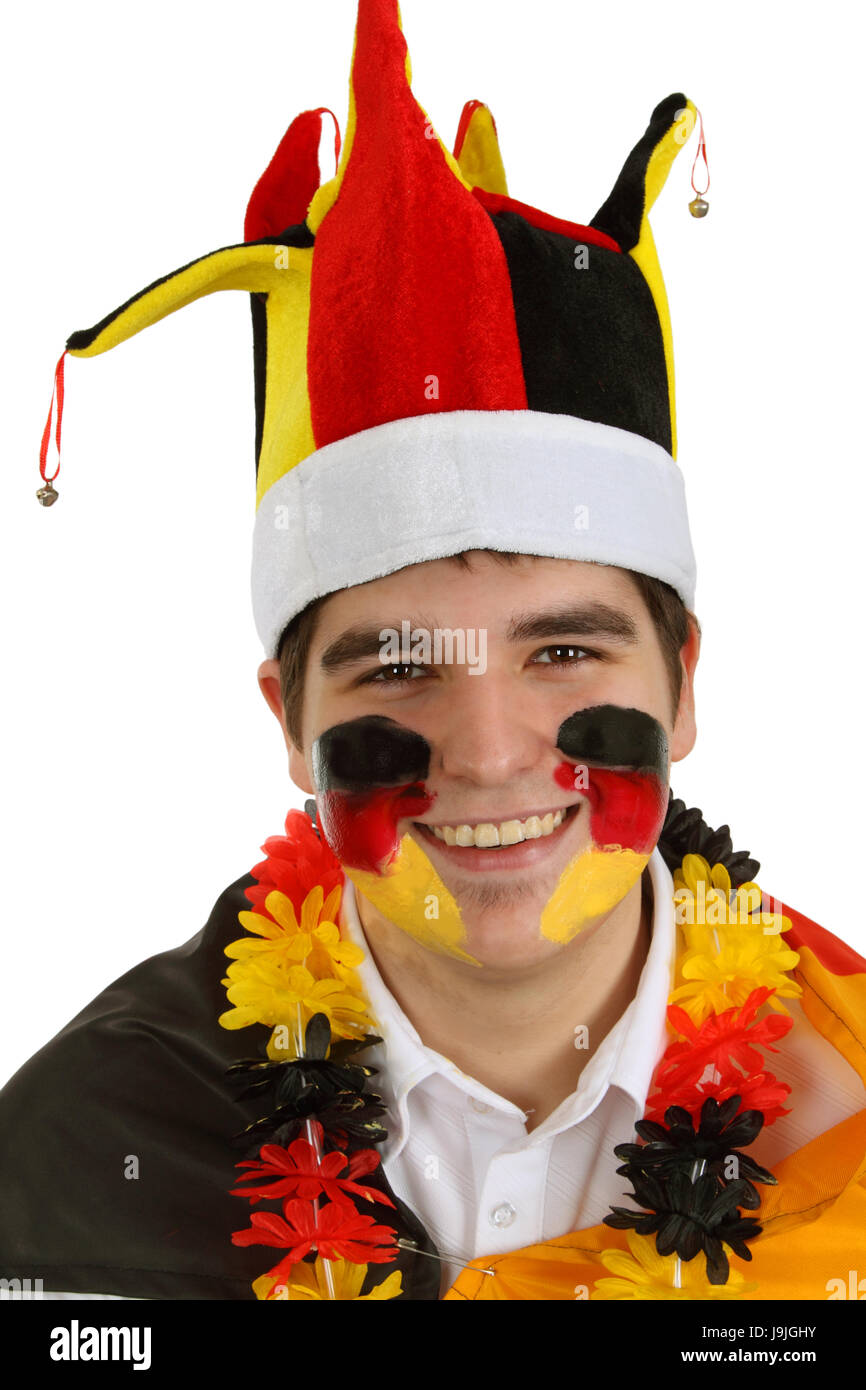 German soccer fan on white background Stock Photo - Alamy