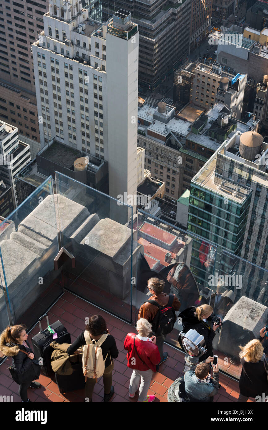 View terrace in the top of the rock, Rockefeller centre, Manhattan, New ...