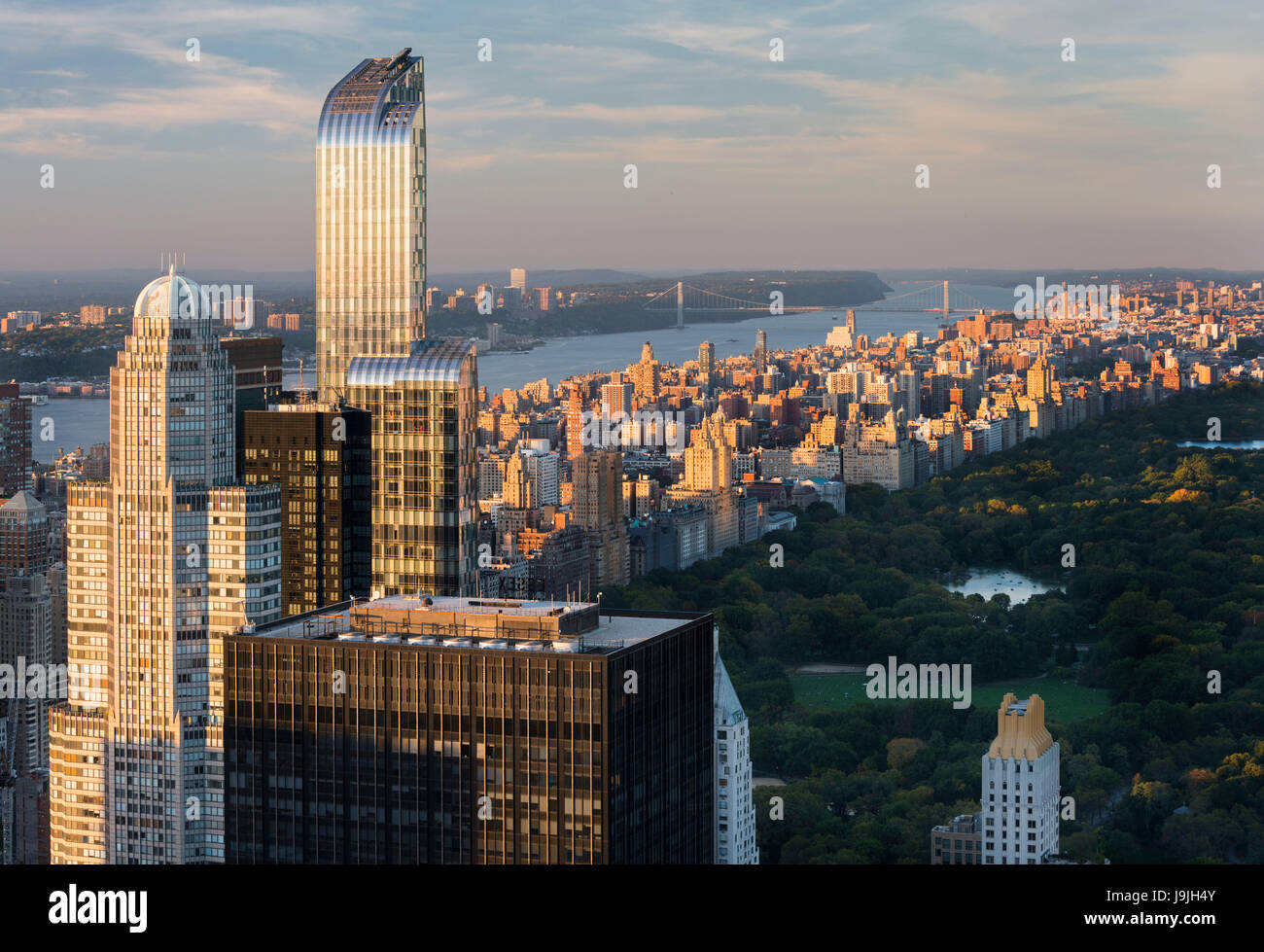 View of the top of the rock, One57 Tower, Rockefeller centre, Manhattan ...