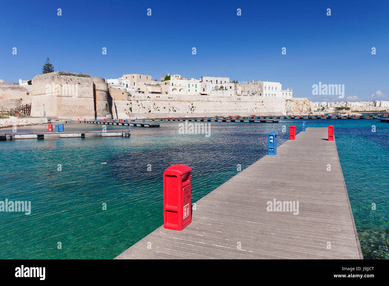 View of the yacht harbour on the Old Town of Otranto, province of Lecce ...