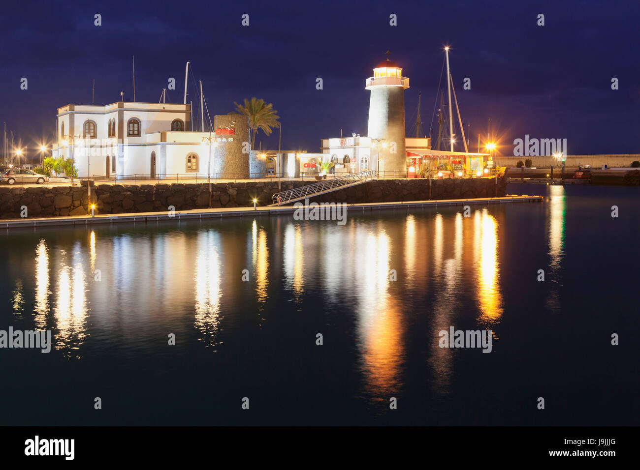 Yacht harbour Marina Rubicon, lighthouse, Playa Blanca, Lanzarote ...