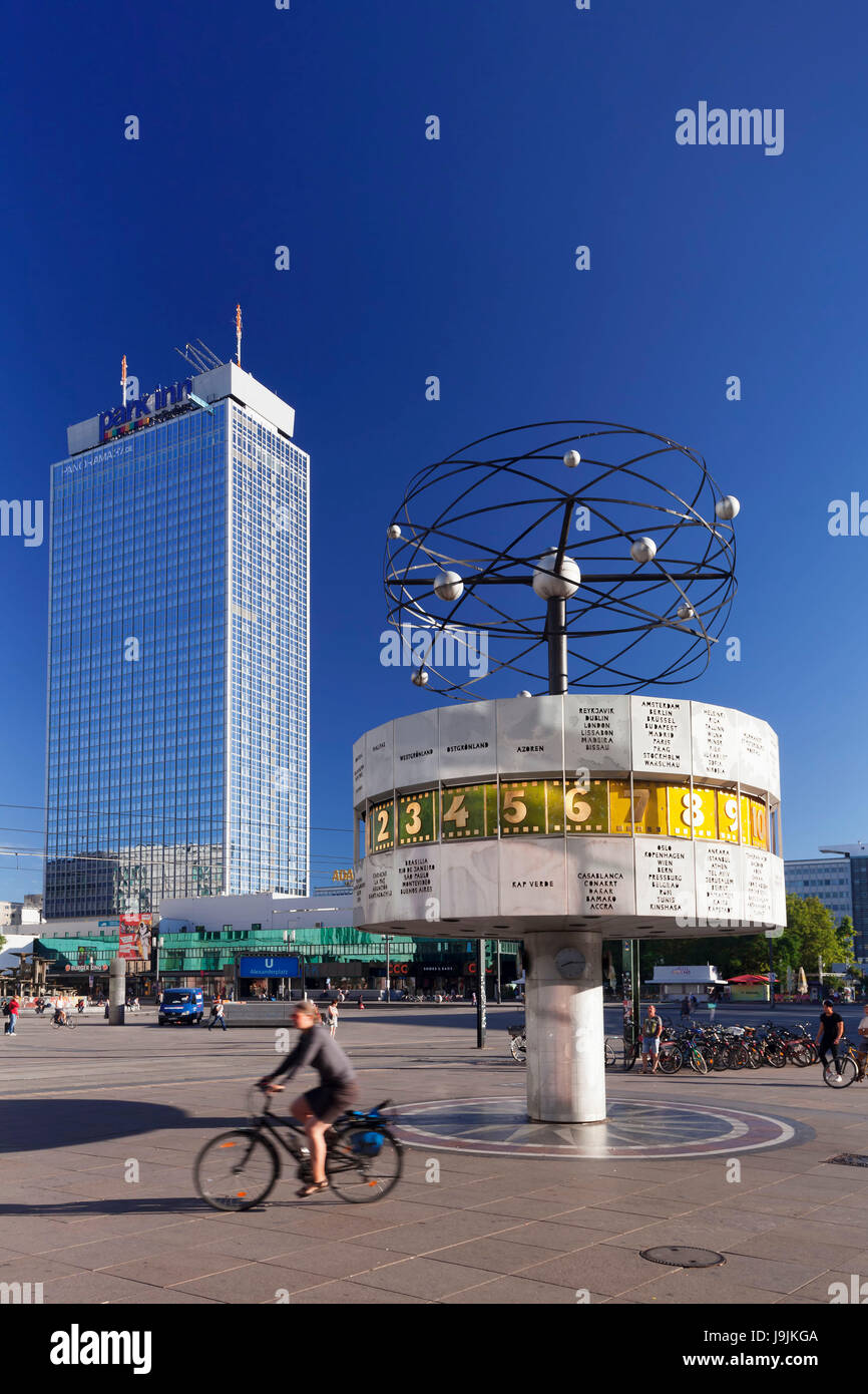 World time clock and hotel park Inn on the Alexanderplatz (square), the ...