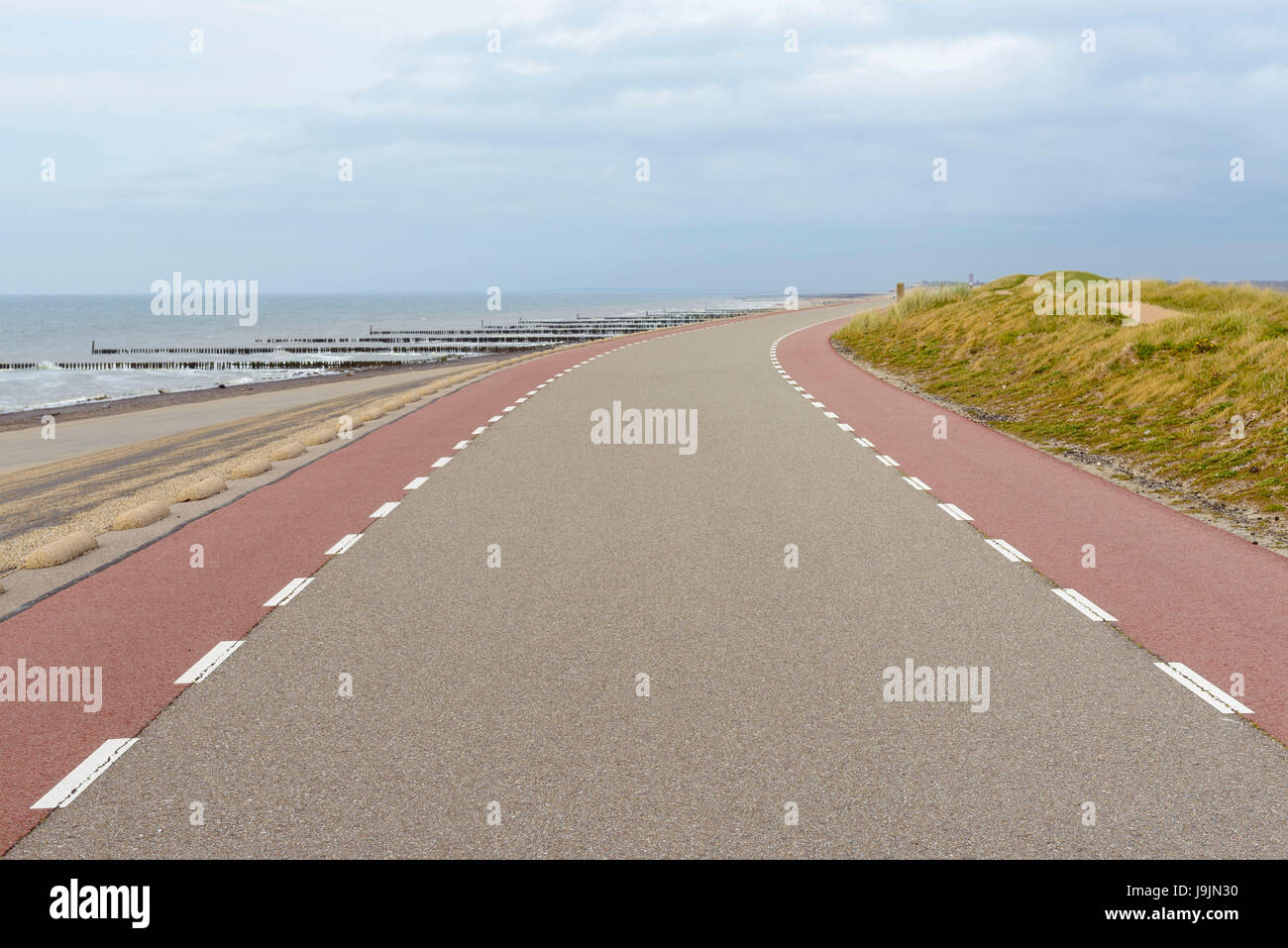 North sea dike road, Noorderhoofd, Westkapelle, Zeeland, Netherlands ...