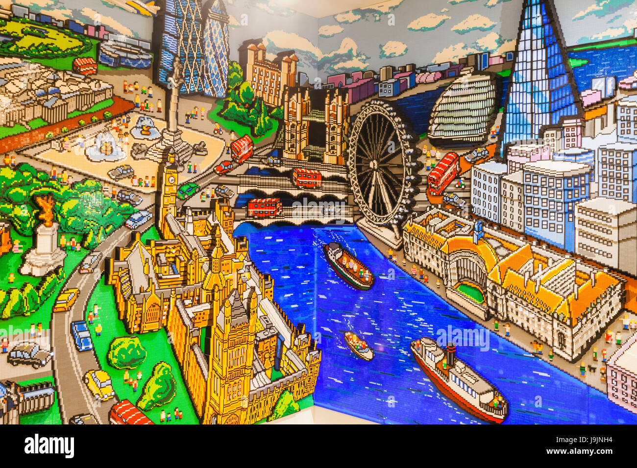 England, London, Leicester Square, Lego Store, Wall Mural made of Lego ...