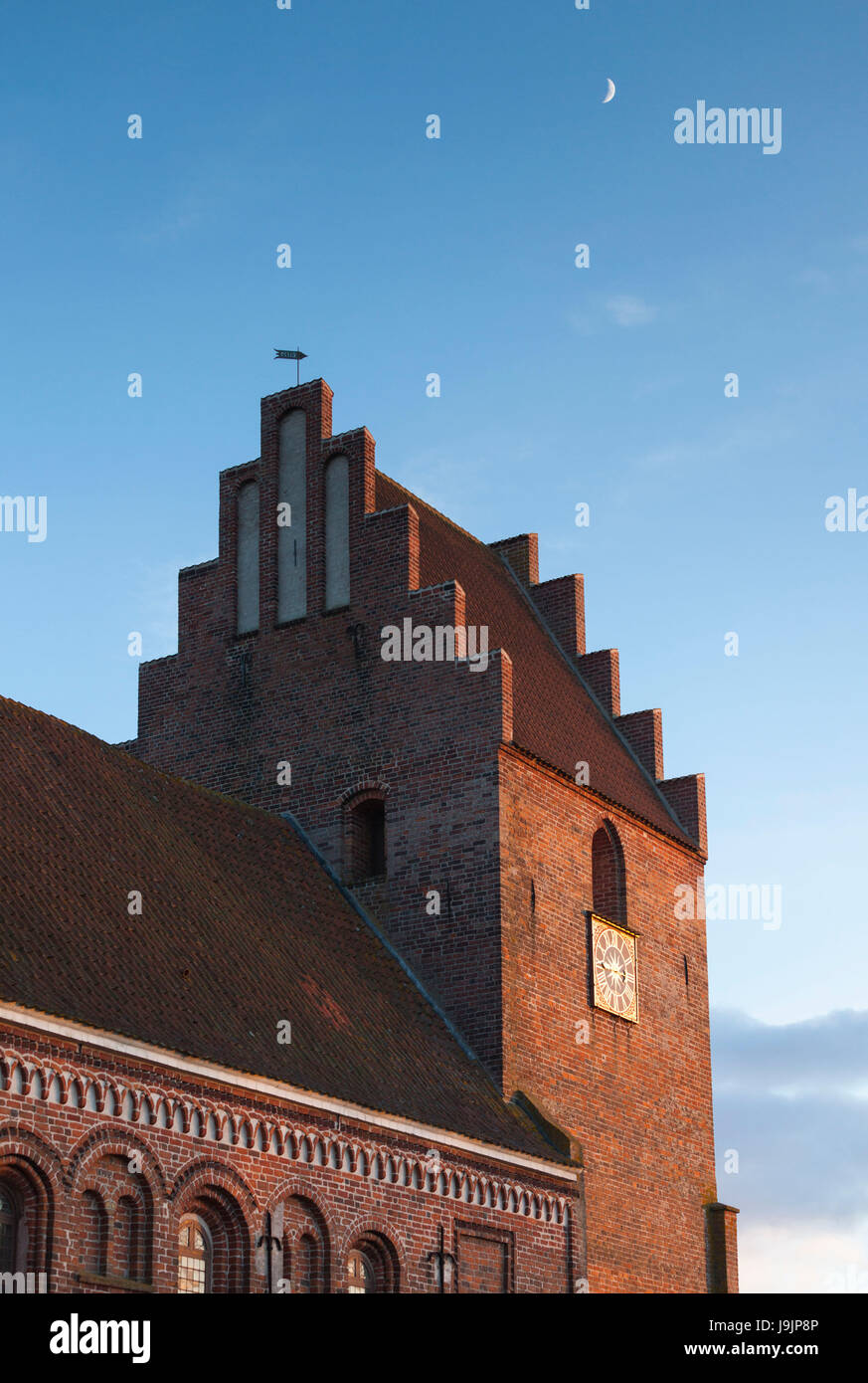 Denmark, Mon, Borre, Borre town church, sunset Stock Photo - Alamy