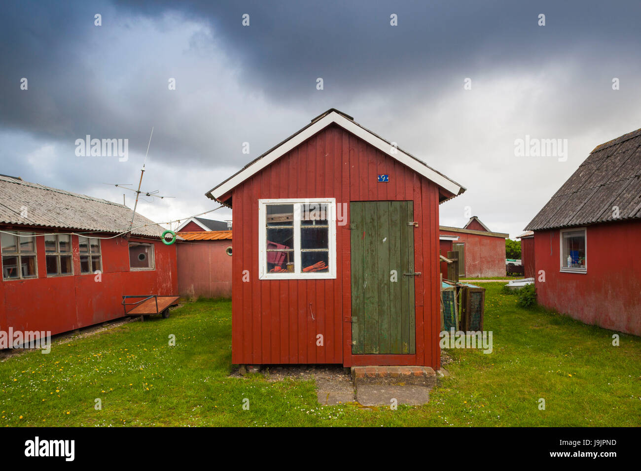 Denmark, Jutland, Ringkobing, old harbor, sheds Stock Photo - Alamy