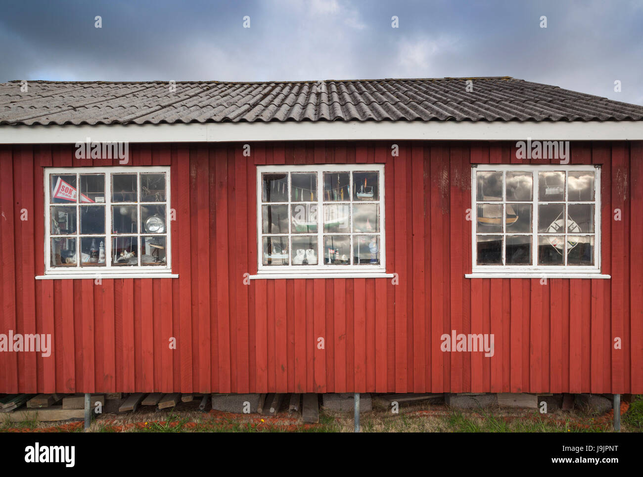 Denmark, Jutland, Ringkobing, old harbor, sheds Stock Photo - Alamy