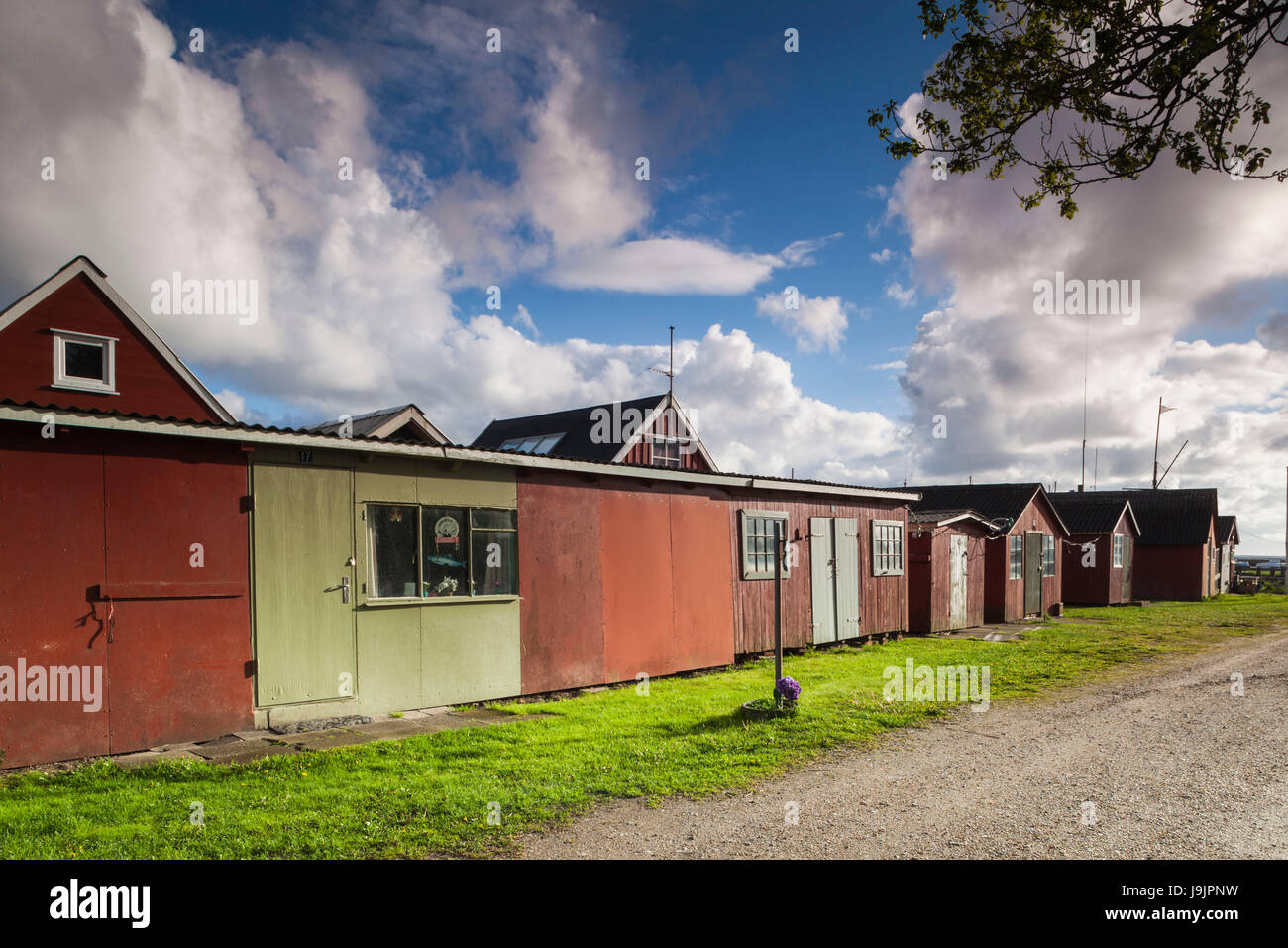 Denmark, Jutland, Ringkobing, old harbor, sheds Stock Photo - Alamy