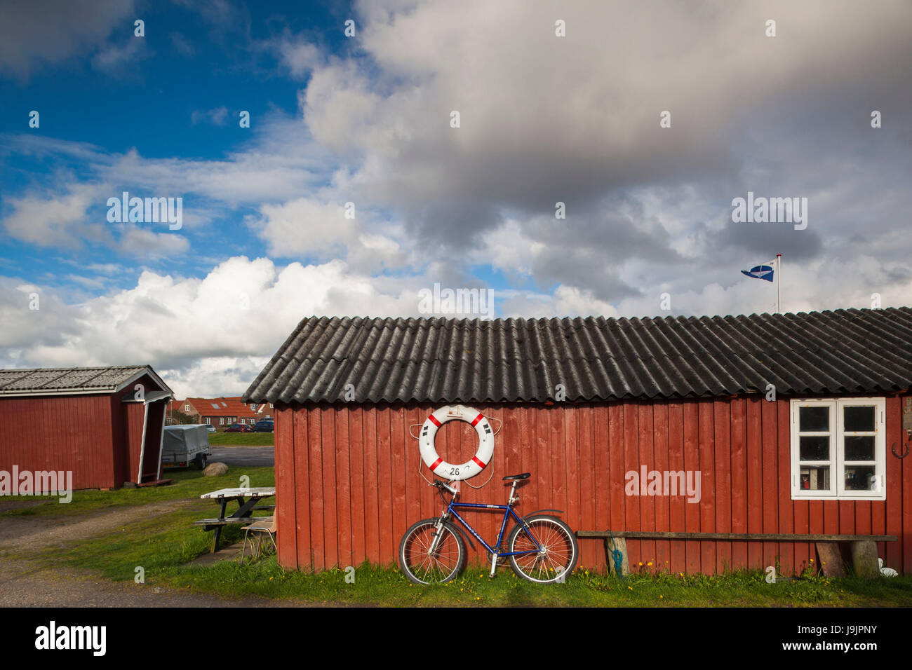 Denmark, Jutland, Ringkobing, old harbor, sheds Stock Photo - Alamy