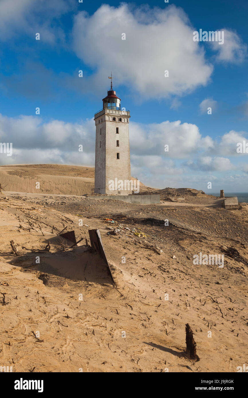 Denmark, Jutland, Lonstrup, Rudbjerg Knude Fyr Lighthouse, slowly being ...