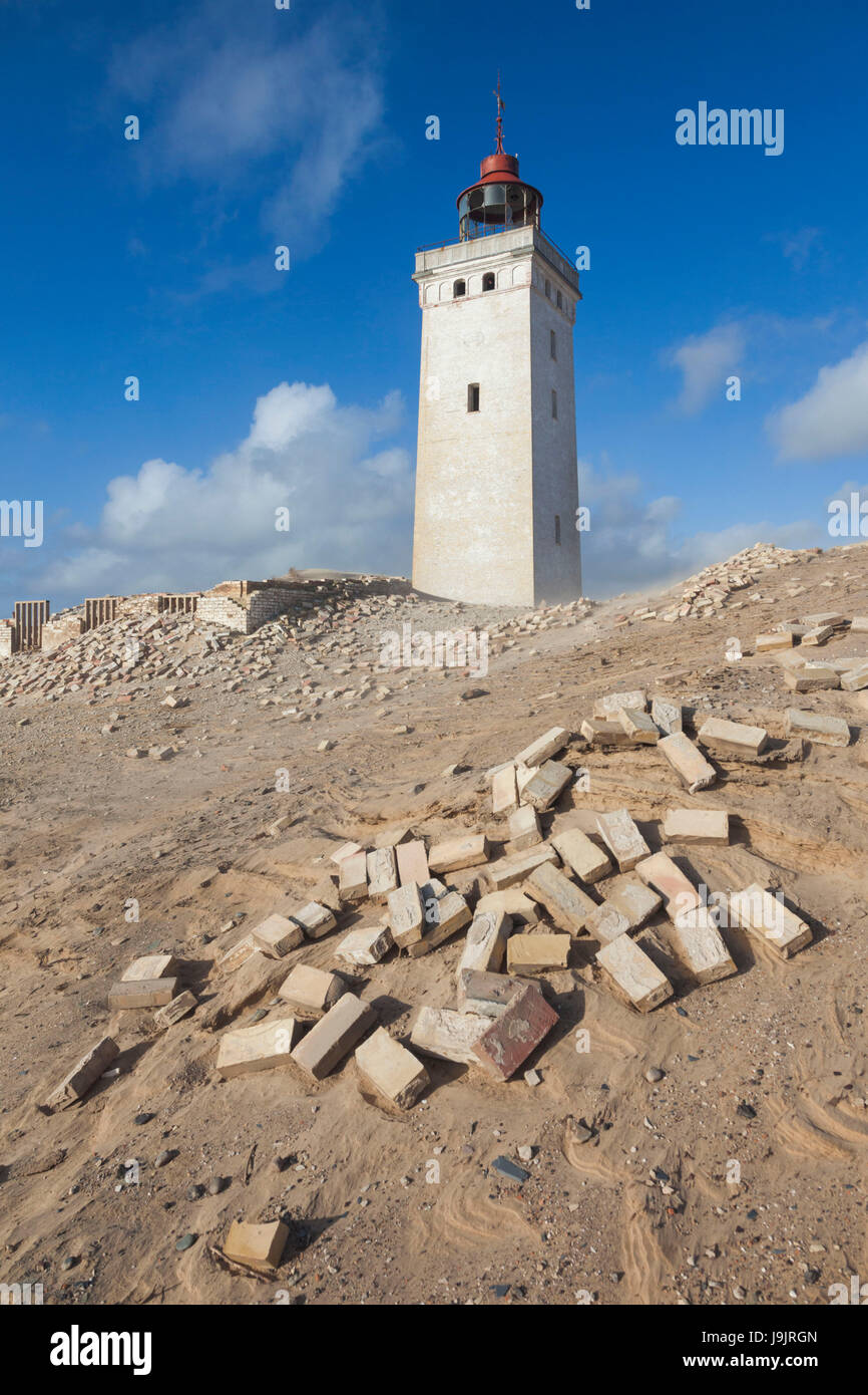 Denmark, Jutland, Lonstrup, Rudbjerg Knude Fyr Lighthouse, slowly being ...
