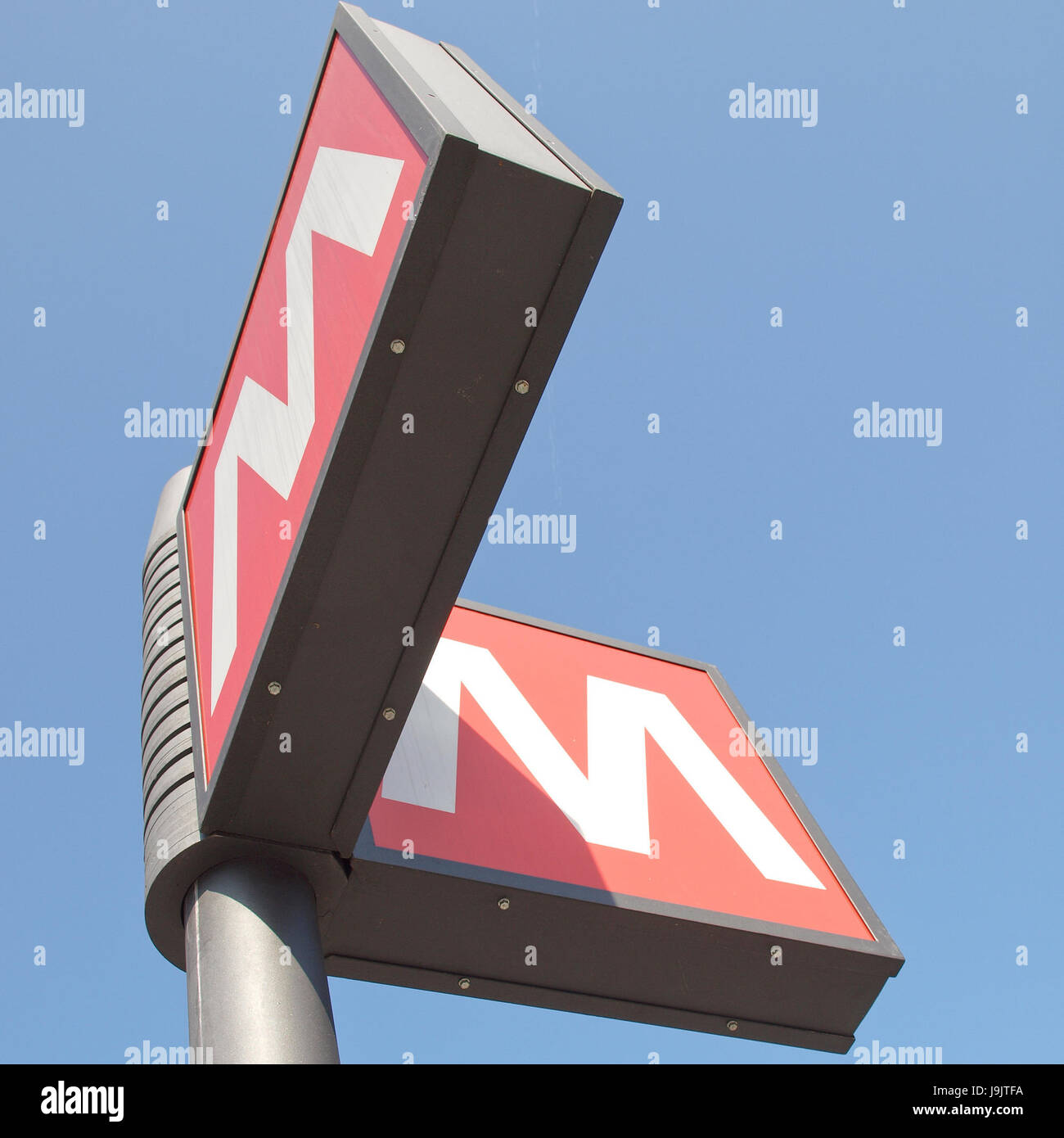 Sign signal metro blue hi-res stock photography and images - Alamy