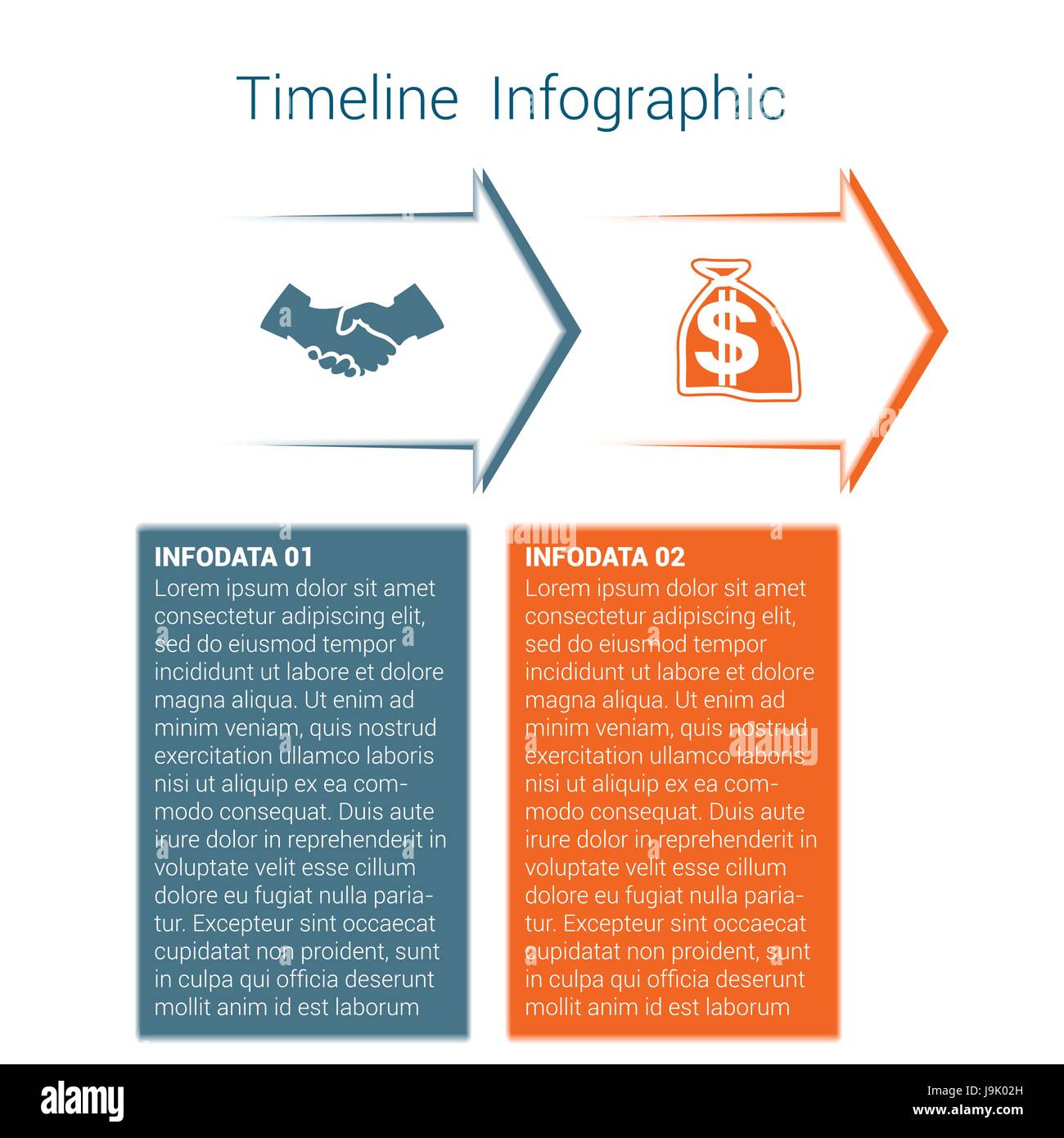 Set horizontal color arrows, template infographic for two position ...