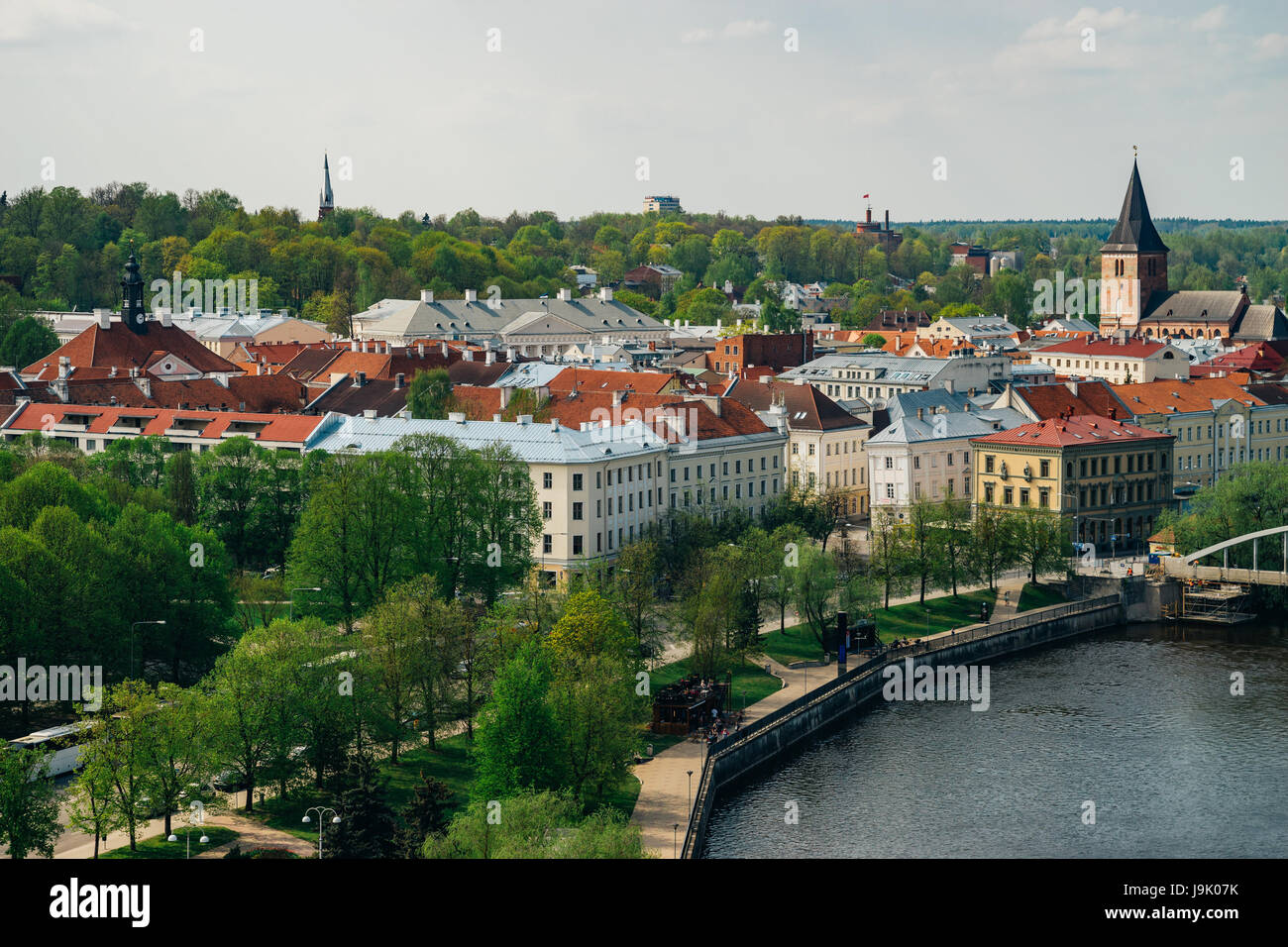 Cityscape of Tartu town. From above view by spring day Stock Photo - Alamy
