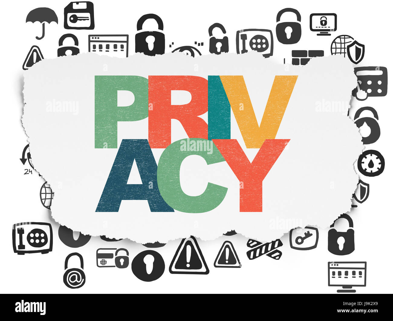 Safety concept: Privacy on Torn Paper background Stock Photo - Alamy