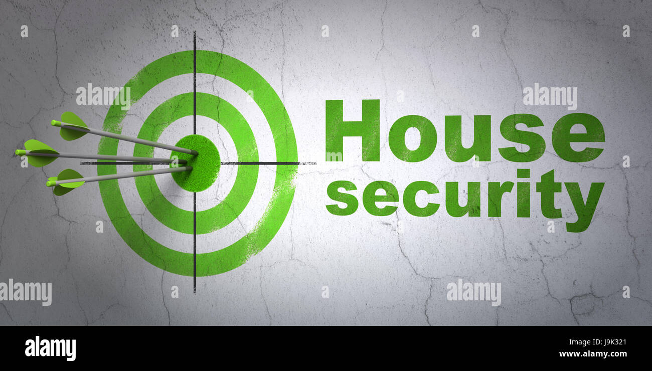 Security concept: target and House Security on wall background Stock ...
