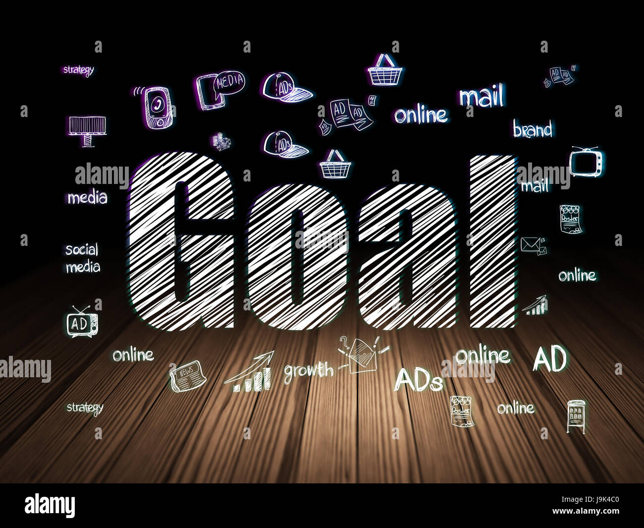 Marketing concept: Goal in grunge dark room Stock Photo - Alamy