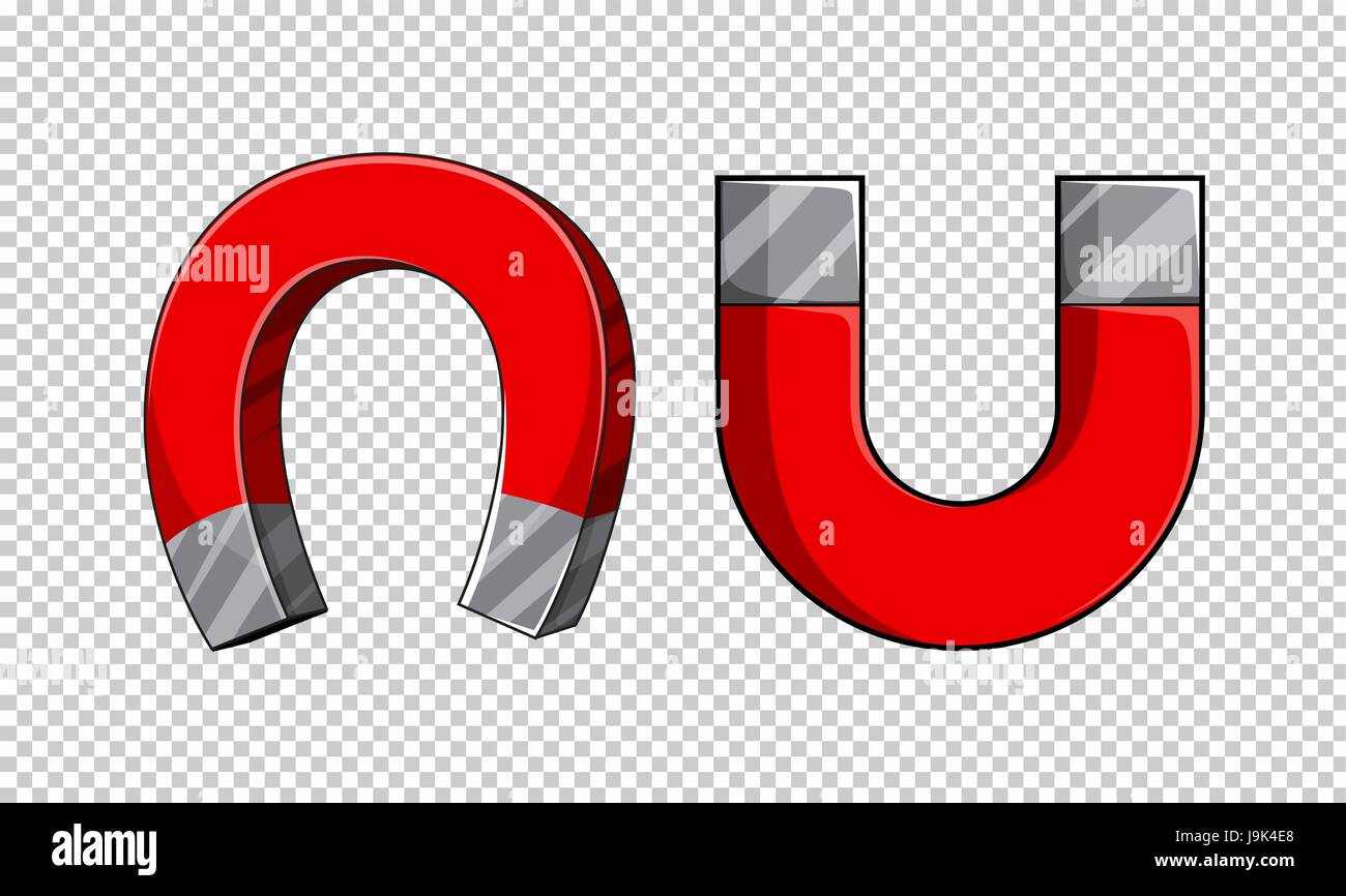 U shaped magnets on transparent background illustration Stock Vector ...