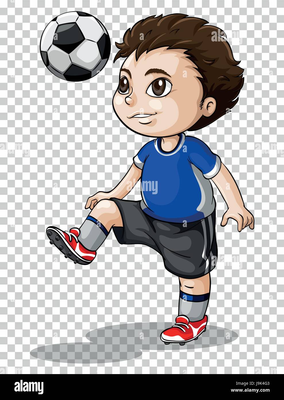 Boy playing football on transparent background illustration Stock ...