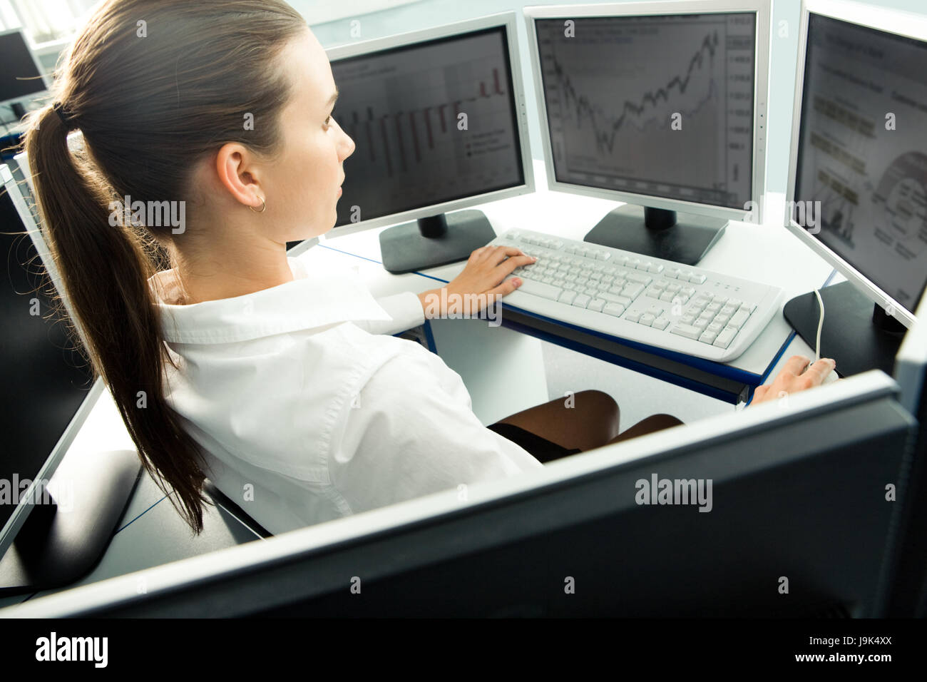 woman, profile, hand, keyboard, board, desk, secretary, education, job ...