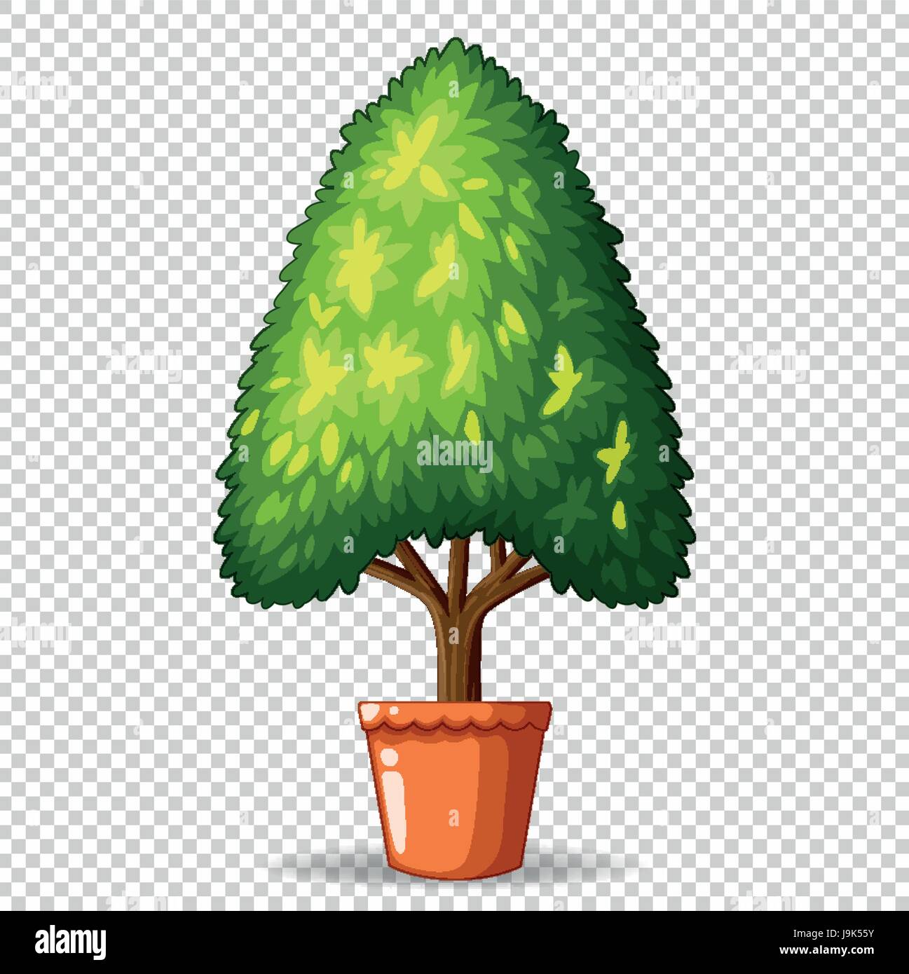 Green tree in pot on transparent background illustration Stock Vector ...