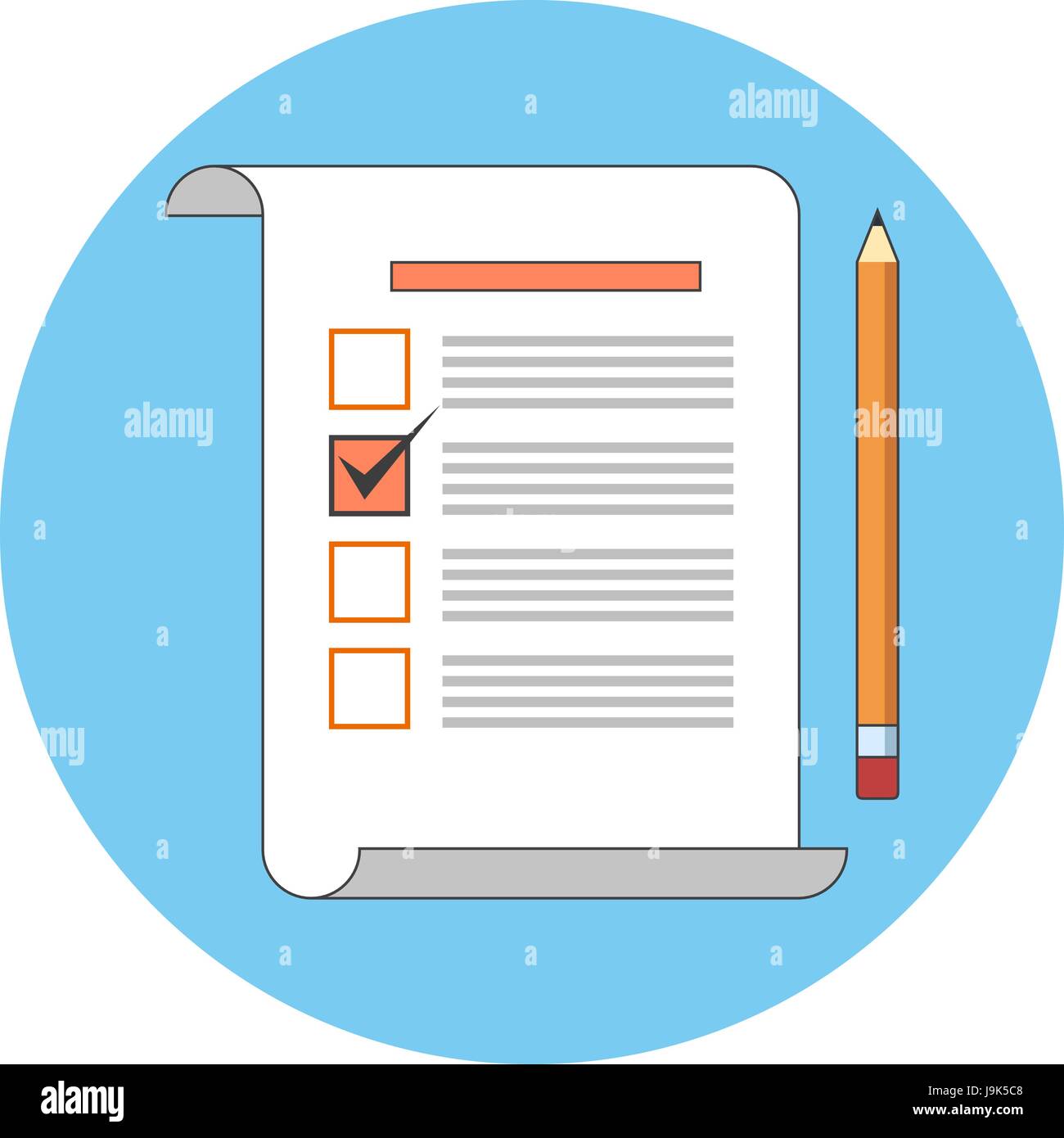 Survey, voting, review concept. Flat design. Icon in sky blue circle on ...