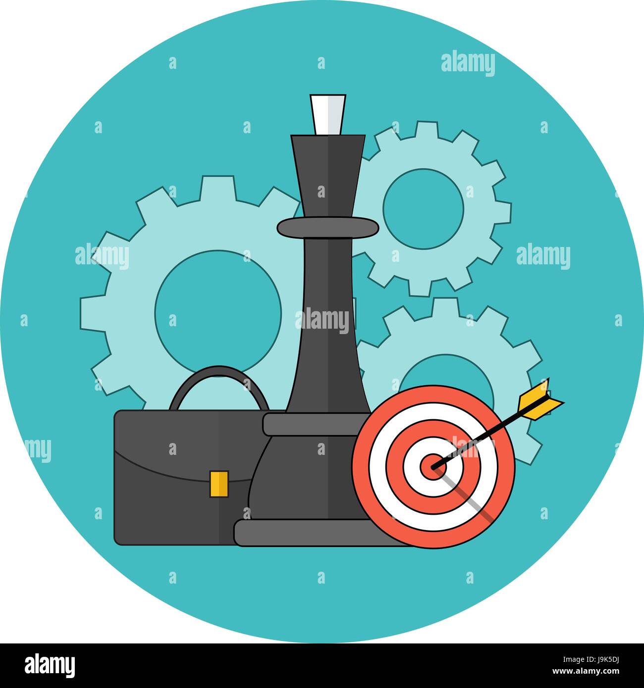 Business strategy concept. Flat design. Icon in turquoise circle on ...