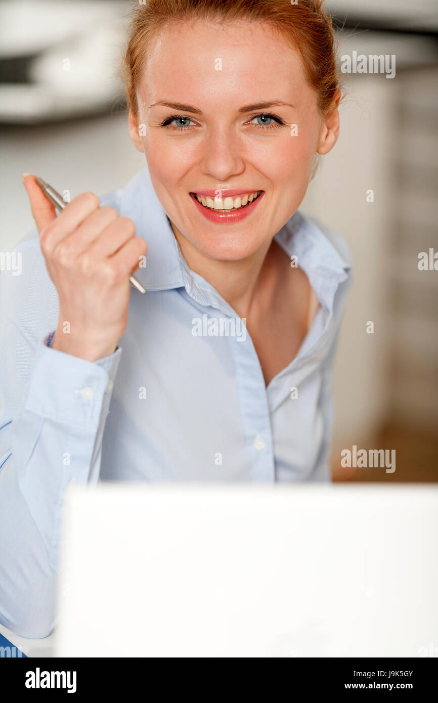 woman, office, laptop, notebook, computers, computer, laugh, laughs ...