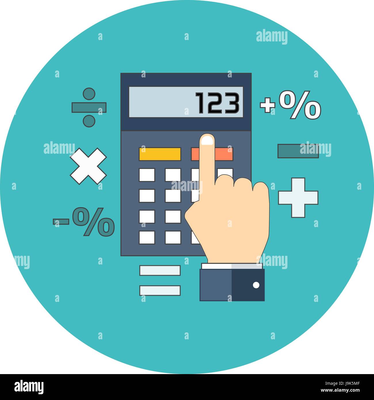 Calculation, mathematics, accountant concept. Flat design. Icon in ...
